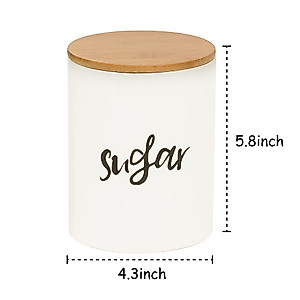 Kitchen Food Storage Ceramic Canister,Airtight Ceramic Canisters with Bamboo Lid,For Coffee, Sugar,Tea Storage Containers 24.68 FL OZ (730 ML),Set of 3
