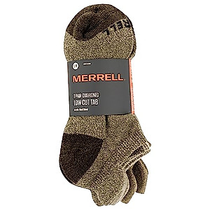 Merrell Men's and Women's Wool Blend Cushioned Hiking Socks – Unisex 3 Pair Pack, Olive Assorted, 5-9.5 Women's /5-8.5 Men's
