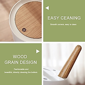 IBPNKFAZ89 Small Trash Can with Lid Vintage Western Ranch Seamless American Wild west Garbage Bin Wood Waste Bin Press Cover Round Wastebasket for Bathroom Bedroom Kitchen 7L/1.8 Gallon