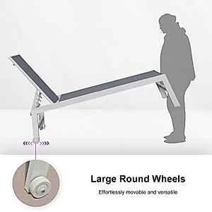 PURPLE LEAF Lounge Chair Outdoor Set of 4 White Aluminum Lounge Chairs with Wheels and Table Outdoor Chaise Lounge for Patio Pool Yard, Indigo