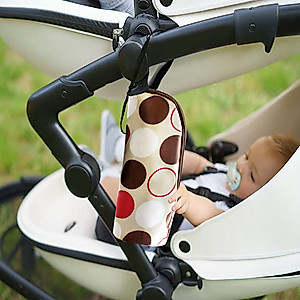 Rolin Roly 2 Pack Bottle Cooler Bag Baby Bottle Organizer with Strap Baby Thermal Insulated Bags Portable Multipurpose Breastmilk Tote 8 x 8 x 24cm (Love + wave)