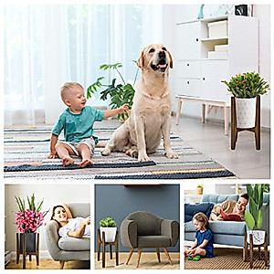 OERGKE Adjustable Plant Stand, Bamboo Mid Century Modern Indoor Plants Stands, Corner Flower Holder for Living Room, Fits 8 to 12 Inches Pots, (Pot & Plant Not Included)(Walnut, 1 Pack)