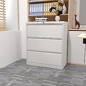 SUXXAN Metal Lateral Filing Cabinet with 3 Drawer,Locking Home Office Steel Files Cabinet with Letter/Legal Size,Anti-tilt Structure,Assembly Required(15.86" D x 35.55" W x 40.86" H)