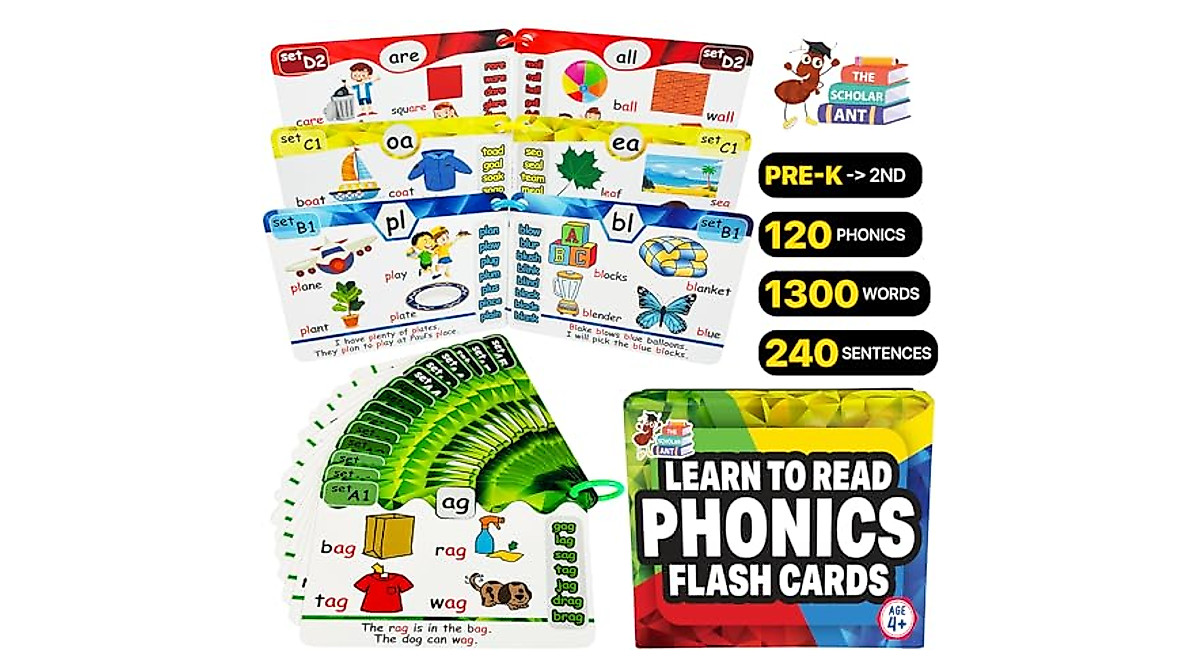 Master Phonics: Learn to Read with Flash Cards for Kids 4-8