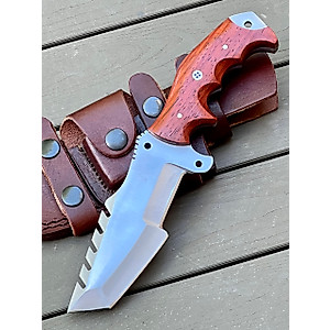 TR-1168 Custom Handmade Damascus Steel 10 Inches Tracker Knife - Perfect Grip walnut wood Handle (TR-2150)