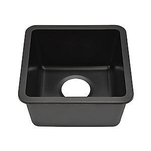 15" x 15" Quartz Kitchen Sink, Single Bowl Kitchen Sink, bar sink,Drop in Kitchen Sink, Granite Composite Kitchen Sink, Undermount Sink, Galaxy Black kitchen Sink, LP-1515-K-SO