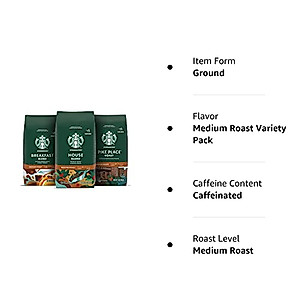 Starbucks Medium Roast Ground Coffee—Variety Pack—3 bags (12 oz each)
