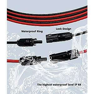 Slocable Solar Panel Extension Cable - 10ft 10awg Solar Cable with IP68 Solar Female and Male PV Cable Connectors (10ft Red + 10ft Black)