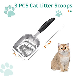 Vehipa 3 Set Stainless Steel Litter Boxes Large Metal Litter Boxes with Litter Box Pee Shields and Metal Cat Litter Scoops for Cats Rabbits, Non Stick Smooth Surface and Rustproof 17.5 x 13.6 x 5.9