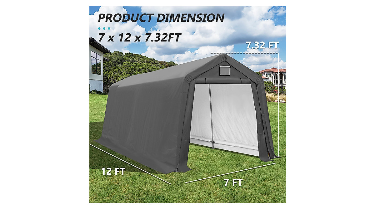 7x12 Ft Waterproof Outdoor Storage Shelter for Bikes