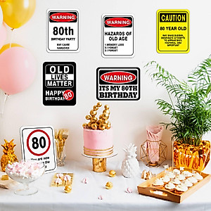 WERNNSAI 80th Birthday Decorations - 9 PCs 80s Old Zone Party Decorations, Funny Yard Banner for Grandma Grandpa, Table Centerpieces Door Wall Windows Signs Photo Booth Props for Men Women, Happy Bday Decor