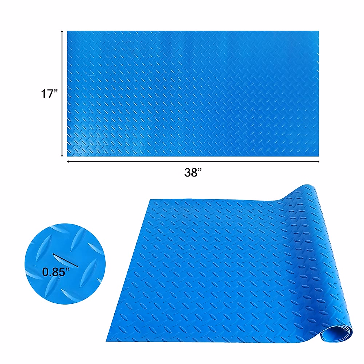 Large Swimming Pool Ladder Mat, 17"x38" Protective Non-Slip Pool Step Pad with Texture，Protective Ladder Pad for Above Ground Swimming Pools Liner and Stairs (Blue)