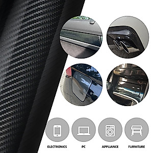 6D Carbon Fiber Vinyl Self Adhesive Film, High Gloss Black Carbon Fiber Vinyl Wrap Sticker Wrap Roll with Air Bubble (1ft x 5ft)