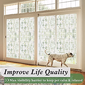rabbitgoo Window Privacy Film Frosted Glass Window Film, Static Cling Sun Blocking Frosting Door Window Cover for Home, Decorative Window Sticker House Window Tint, Cross Pattern 17.5 x 78.7 inches