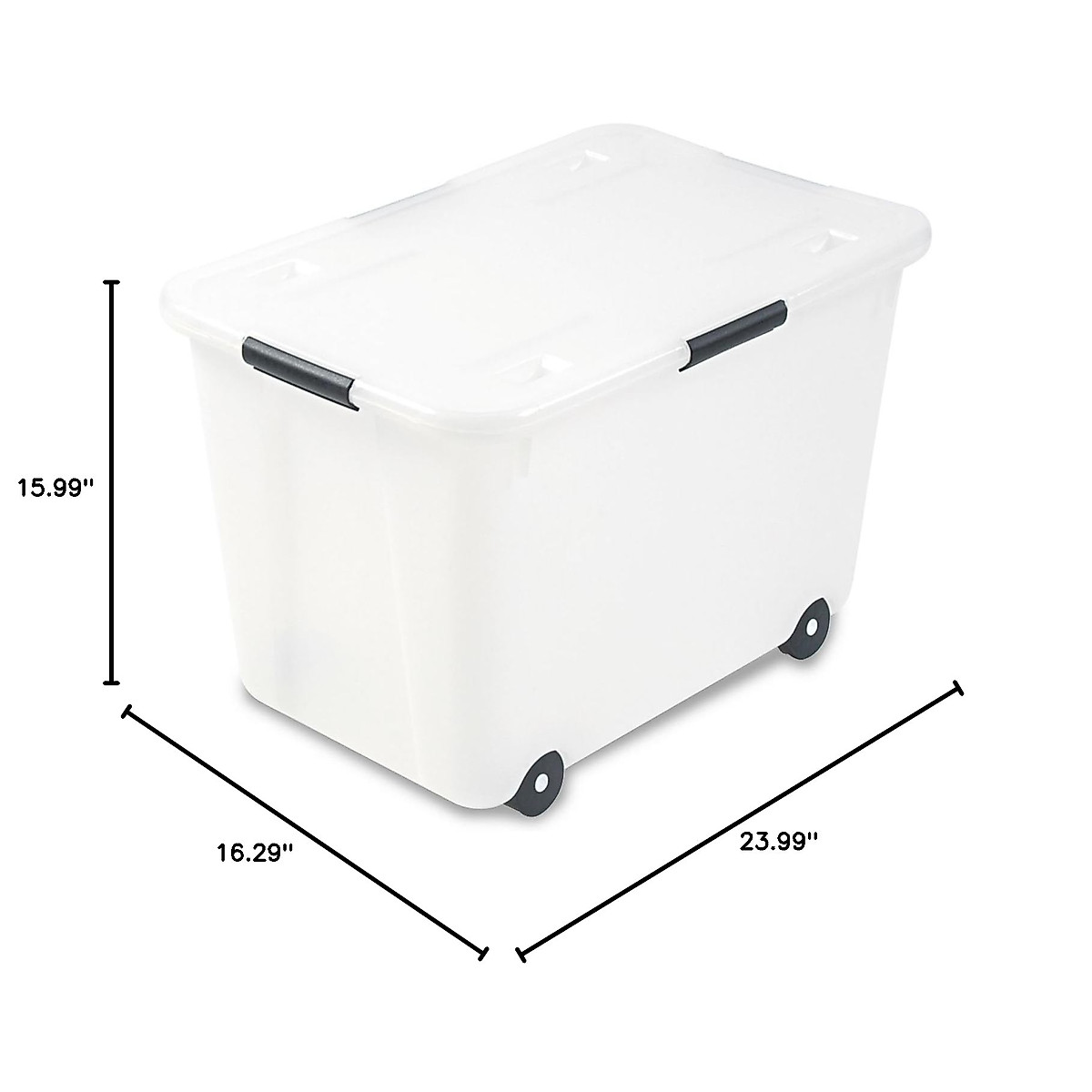 Advantus Rolling Storage Box with Snap Lid, 15-Gallon Size, Clear (34009)