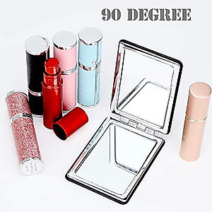 YTZJ Direct Compact Mirror for Men, Women and Girls, Black Travel Makeup Mirrors for Handbag and Pocket, Portable Double-Sided Mirror with Distortion Free