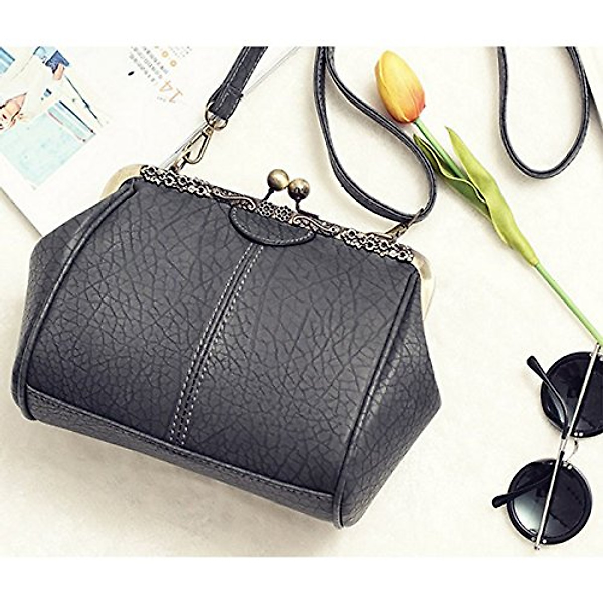 Donalworld Women Retro Hollow out PU Leather Handbag L Fbg