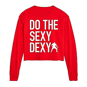 Instant Message - Do The Sexy Dexy - Juniors Cropped Long Sleeve T-Shirt - Size Large Red