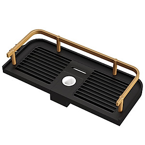 Linkidea Direct Shower Caddy Shelf for 22/24/25 mm Slide Bar, Bathroom Shower Rack Organizer Sponge Holder for Shampoo Soap with Guardrail and Hanging Hook (Black)