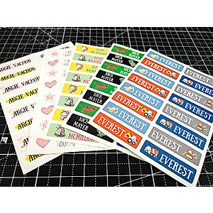 128 Custom Waterproof Dishwasher Safe Kid Name Labels for Daycare, School Supply, Baby Bottles, Lunch Boxes and Cups, Travel. Cute Personalized Design Name Stickers (Pattern 3)