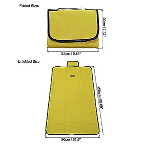 PATIKIL 59" x 32" Outdoor Picnic Blanket, Waterproof Foldable Beach Mat for Hiking, Camping, Park, Garden, Yellow