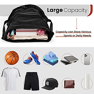 Ball Bag Drawstring Backpack Gymbag Water Resistant Sports Sackpack with Shoe Compartment,Multiple Pockets Soccer Bag with Zipper,Basketball Bag Suitable for Travel or Fitness