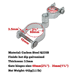 GBGS 4 Sets 2-3/8" x 1-3/8" Chain Link Fence Gate Post Hinge,Cattle Corral Rail Hinge,Max Load 220lb