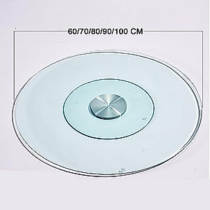 HASMI Lazy Susan Large, 8mm Tempered Glass Round Turntable, Kitchen Dining Table Rotating Tray, Aluminum Alloy Bearing, Easy to Share All Food