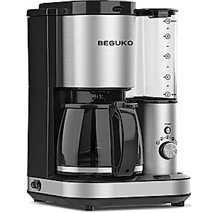 Grind & Brew 10 Cup Coffeemaker Automatic Coffee Maker with Grinder Built in Coffee Machine with Grinder Mill and Brew Coffeemaker with Glass Carafe for Family Home Office Kitchen