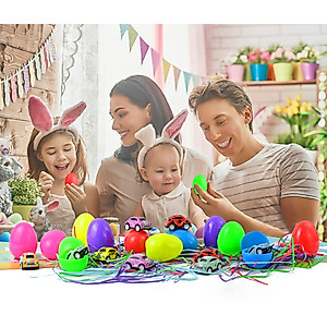 YIMIPHER 12 Filled Easter Eggs with Pull Back Cars, Toy Prefilled Plastic Easter Egg for Kids, Easter Hunt Party Favors Basket Stuffers, Easter Goodie Bags Fillers