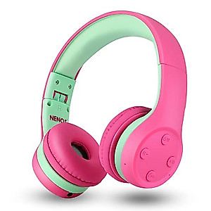 Nenos Bluetooth Kids Headphones Wireless Kids Headphones 93dB Limited Volume Wireless Headphones for Kids Boys Girls School Headphones Classroom (Pink)