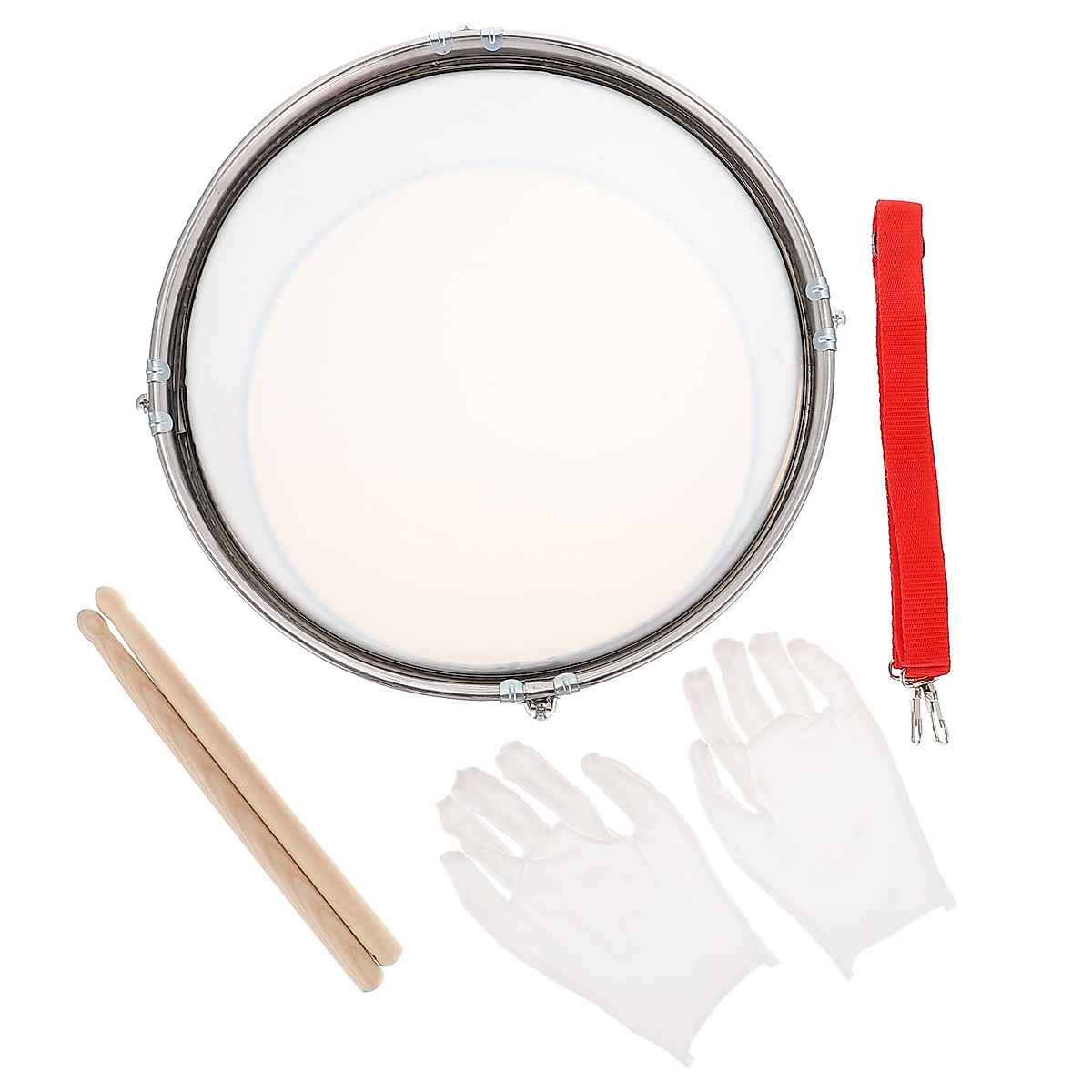 Generic Kid Hand Drum 11 Inch Marching Snare Drum Set Children Snare Drum Performance Drum with Adjustable Strap Wooden DrumSticks Gloves, Bright Red Wood Drum Toy Set