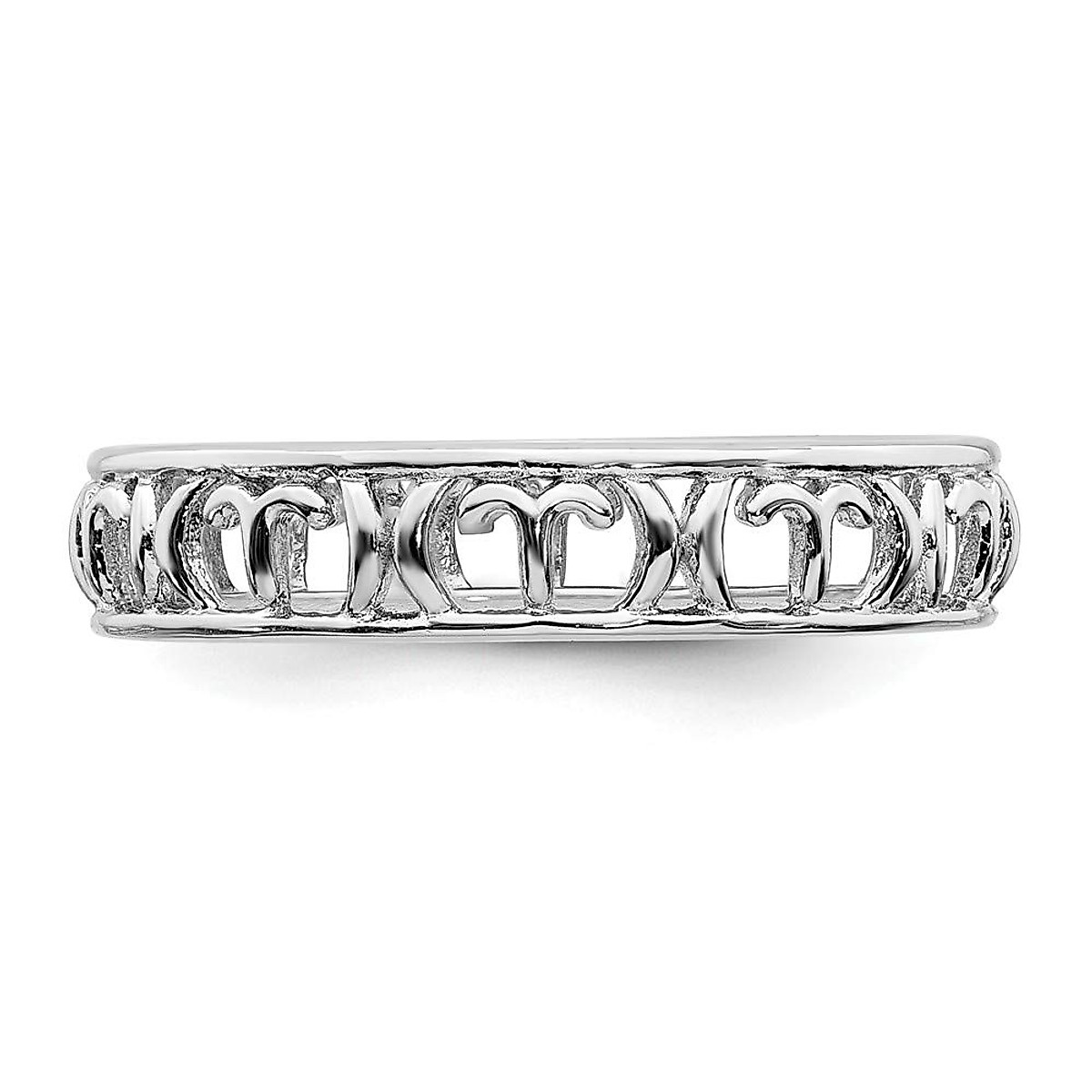 Solid 925 Sterling Silver Stackable Aries Zodiac Ring Eternity Band Size 10