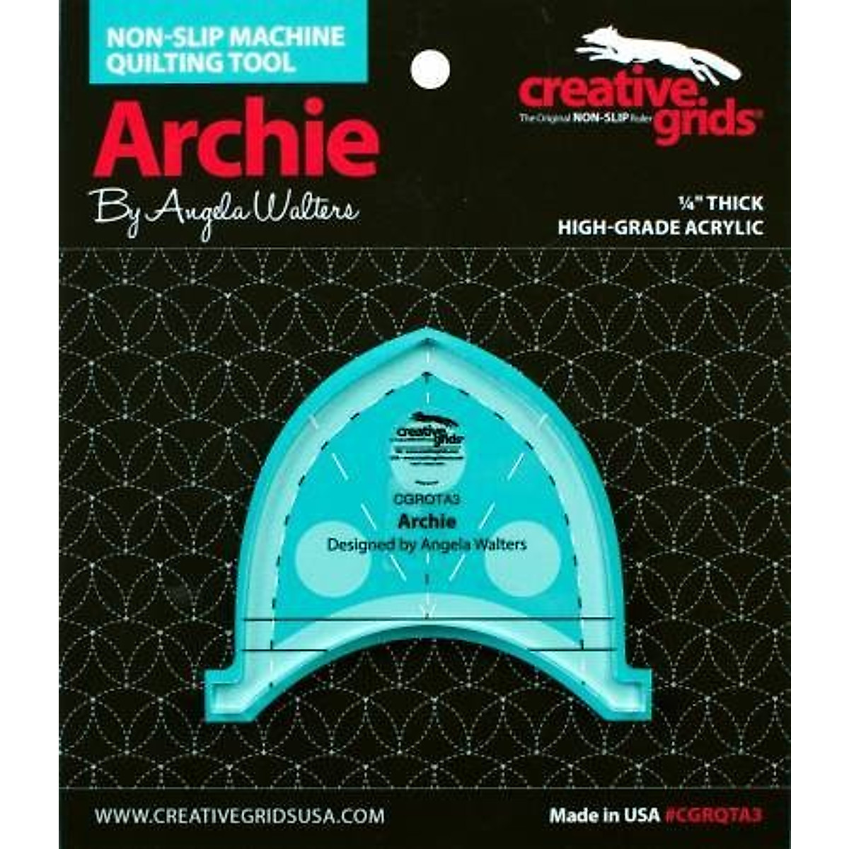 Creative Grids Machine Quilting Tool 4 Pack Squiggy, Archie, Shorty, Slim
