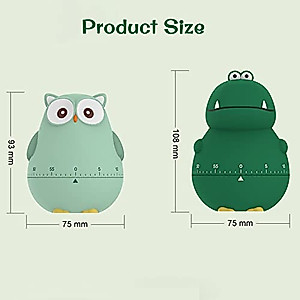 Cartoon Timer Kids Cute Kitchen Timer 60-Minute Timer Animal Reminder No Batteries for Study Work Exercise Home Desktop Decor (Dinosaur-Green)
