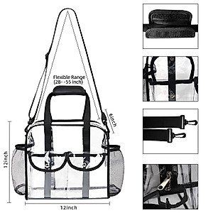 MOFASVIGI Clear Bag Stadium Approved Transparent Waterproof Clear Tote Bags for Work, Sports Games, Concerts,Travel-12 x12 x6
