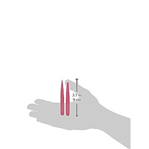 Danielle Creations Soft Touch Slant and Point Stainless Steel Tweezers, Pink