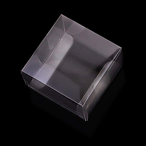 Newbested 100 Pack Clear Plastic Macaron Boxes,Transparent Chocolate Candy Cookies Malt Balls Mini Gift Packing Boxes for Valentine's Day Wedding Party Baby Shower Display(2.17" x 2.17" x 1.38")