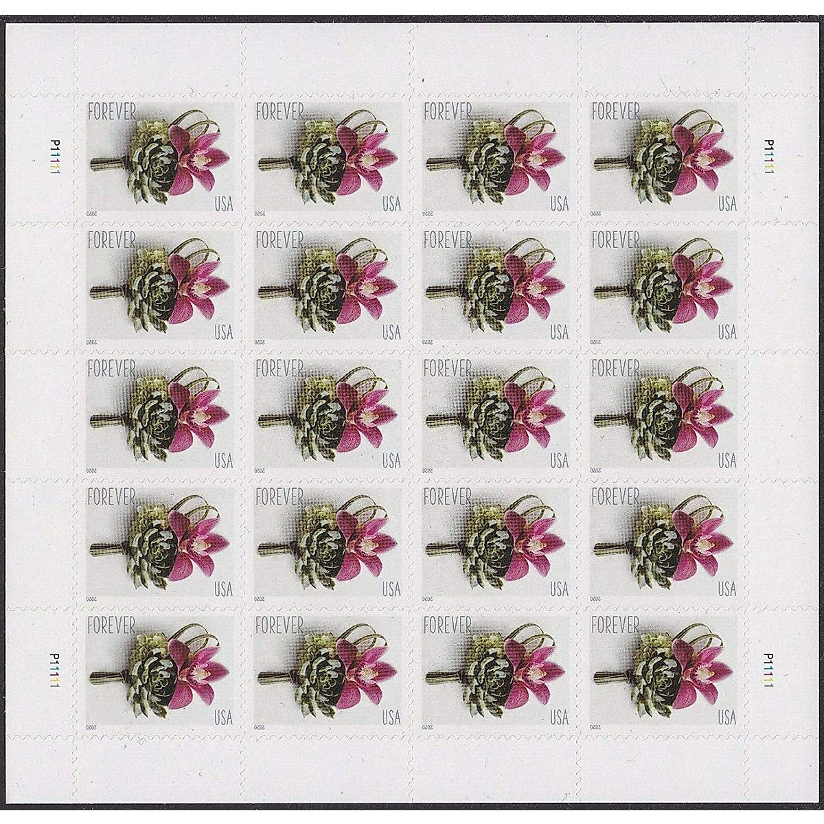 Contemporary Boutonniere Sheet of 20 Forever Postage Wedding Stamps Scott 5457