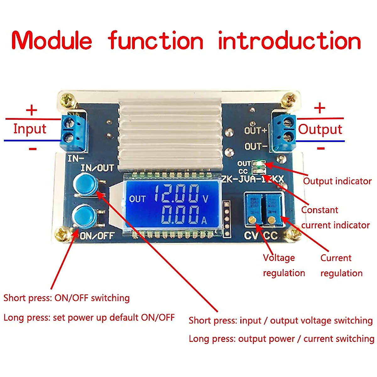 Adjustable CC CV Buck Converter Power Supply Module 12A 160W DC to DC 5.3V-32V to 1.2V-32V Voltage Regulator 12V 24V Step Down Voltage Transformer