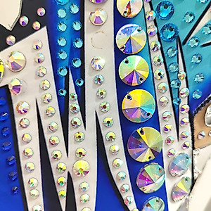 LIUHUO Rhythmic Gymnastics Leotards Plexiglass Nail Drill Blue Sleeveless Competition Performance