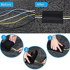 WILLBOND Cable Grip Floor Cable Cover Cords Cable Protector Cable Management Only for Commercial Office Carpet (Black,19.69 ft)
