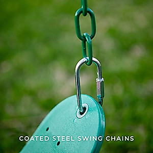 Backyard Discover Big Brutus Metal Swing Set, 10 Ft Tall, 2 Belt Swings, Trapeze Bar, Heavy Duty, Thick, Powder Coated Steel, Weather Resistant, Easy to Assemble