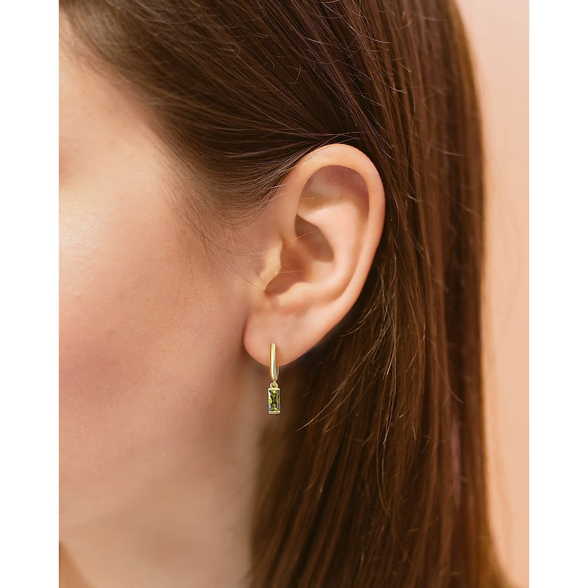 14K Gold Plated Drop Earrings, LOUISA SECRET Sterling Silver Earrings for Women, Dainty Birthstone Earrings with Zirconia, Anniversary Birthday Wedding Christmas Jewelry Gift for Mom