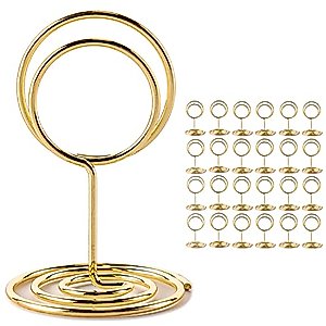 26Pcs Table Number Holders, Place Card Holder, Wire Picture Holder, Small Size Table Card Holders, Photo Holder for Centerpieces, Wedding Reception, Party, Birthday (Gold)