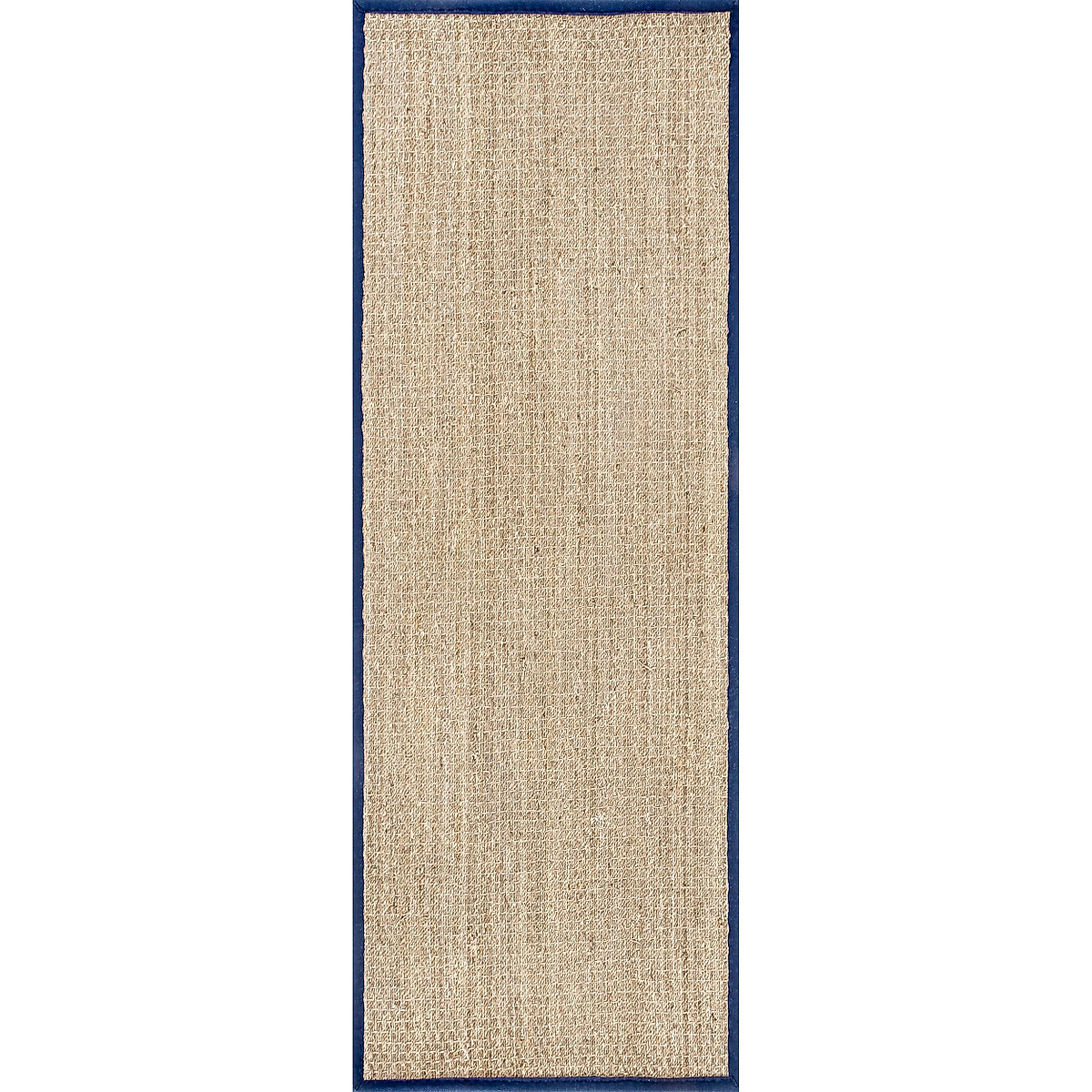 nuLOOM 2x6 Elijah Seagrass Area Rug, Navy, Solid Farmhouse Style, Cotton Bordered, Basketweave, Natural Fiber, For Bedroom, Dining Room, Living Room, Hallway, Office, Kitchen, Entryway
