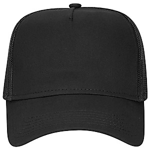 Otto Caps 5 Panel Low Profile Mesh Back Trucker Hat Cotton Twill Black