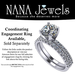 NANA Jewels Womens Pure Brilliance Zirconia Wedding Band CZ Ring - Platinum Plated Silver, Size 7