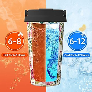 WANGXUEE flower leaf Print 500ml Stainless Steel Travel Tumbler Double Wall Vacuum Insulated Coffee Mug