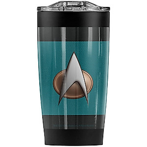 LOGOVISION Star Trek TNG Science Uniform Stainless Steel Tumbler 20 oz Coffee Travel Mug/Cup, Vacuum Insulated & Double Wall with Leakproof Sliding Lid | Great for Hot Drinks and Cold Beverages
